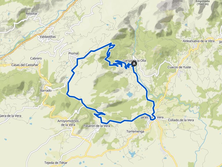 Jaraíz de la Vera od Garganta la Olla - okrąg Mojón Blanco | kolarstwo ...
